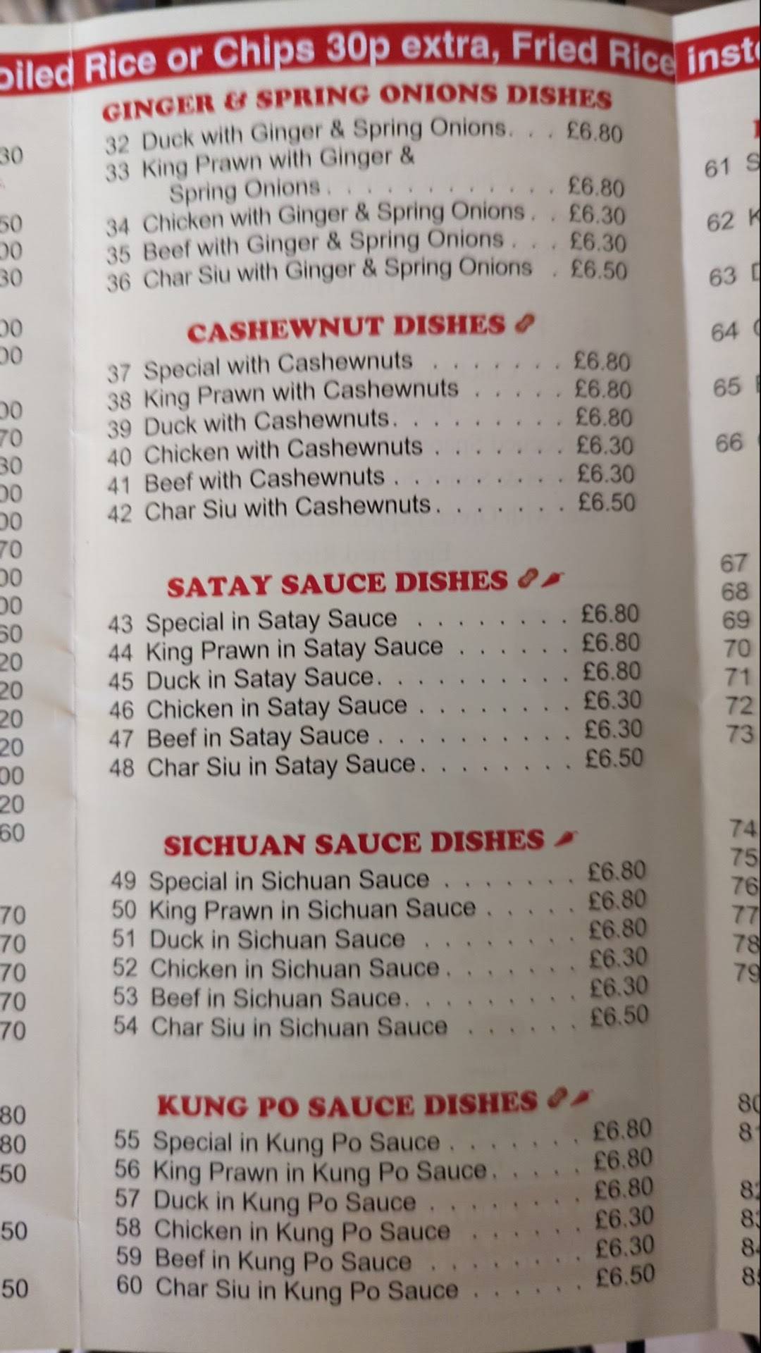 Menu at Wash Lane Chip Shop restaurant, Bury