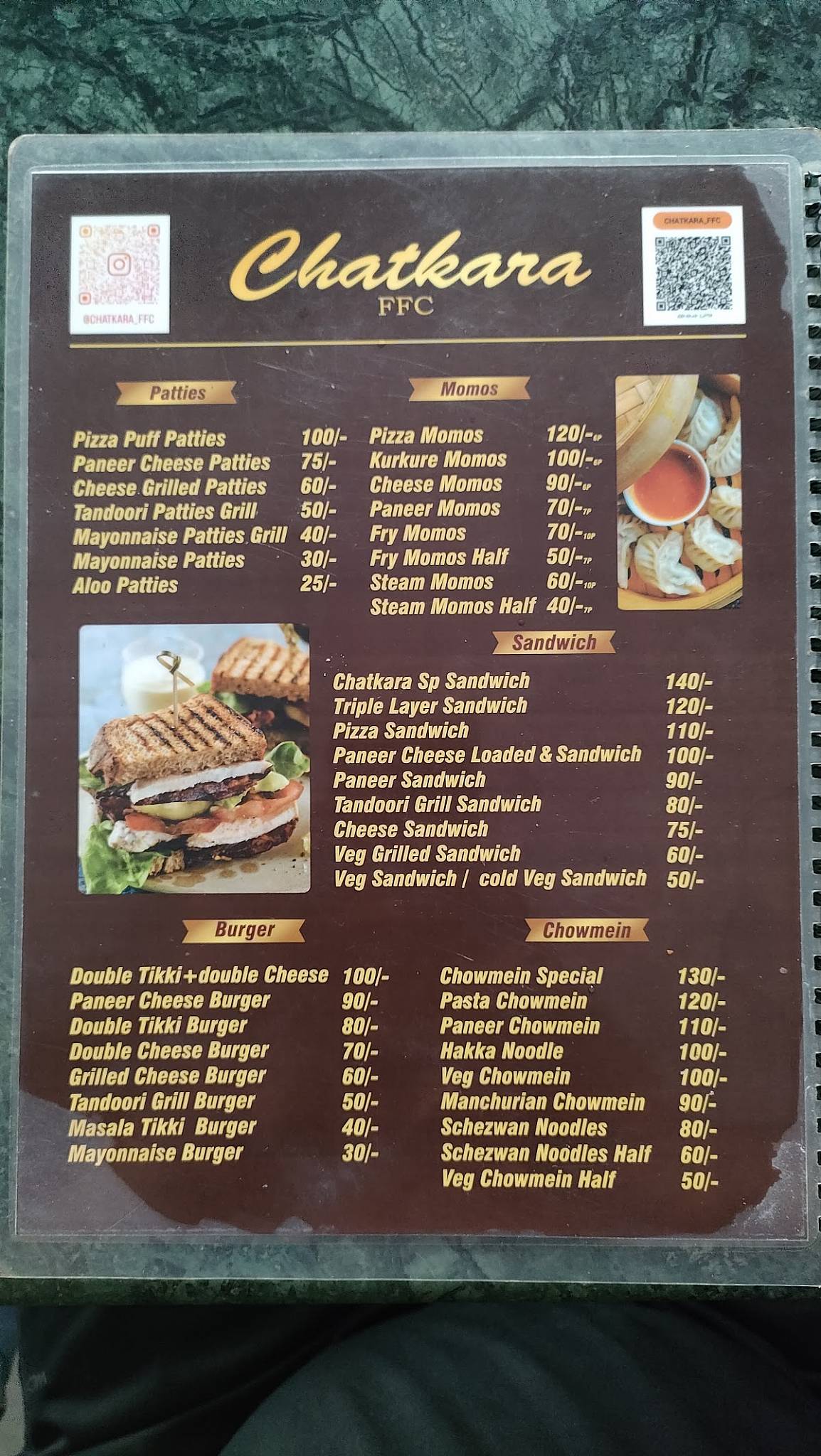 Menu at CHATKARA FFC, Kota, Street no.1