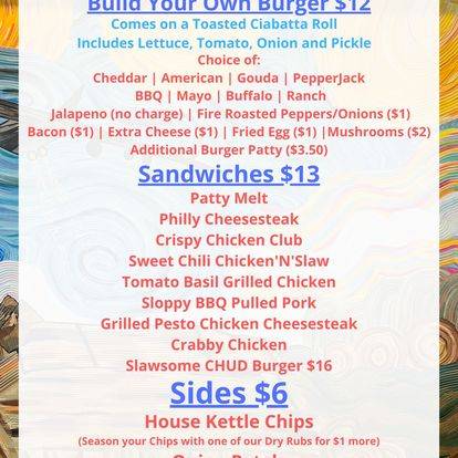 Menu at CHUDS Pub and Grub, Larchwood
