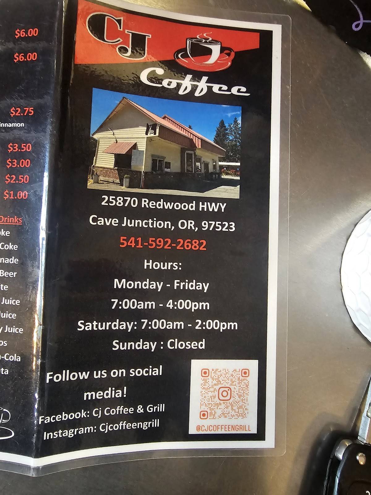 Menu at CJ Coffee and Grill cafe, Cave Junction