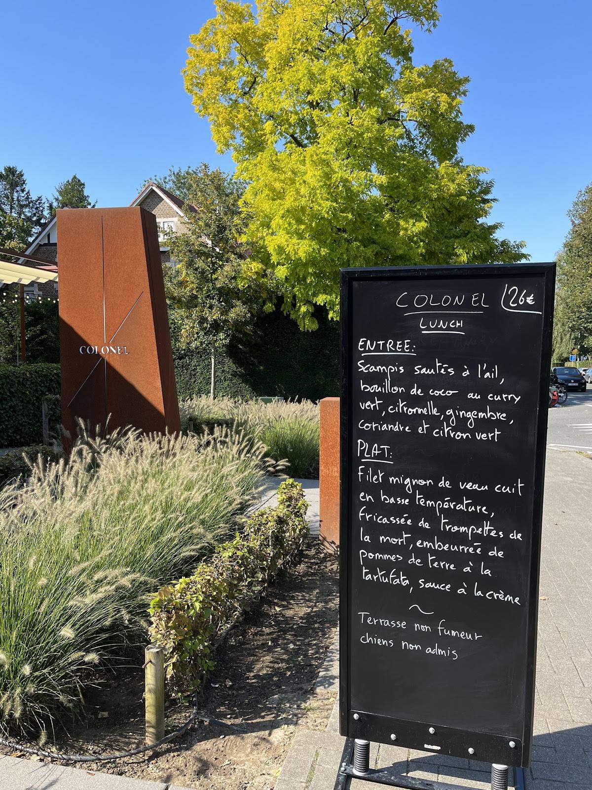 Menu au COLONEL FORT JACO, Uccle, Chau. de Waterloo 1405