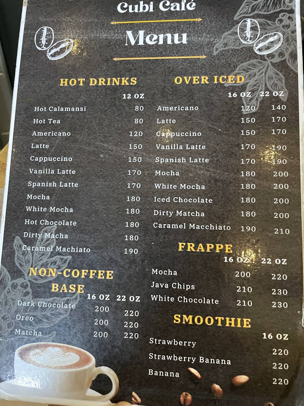 Carta de CUBI CAFE, Lemery