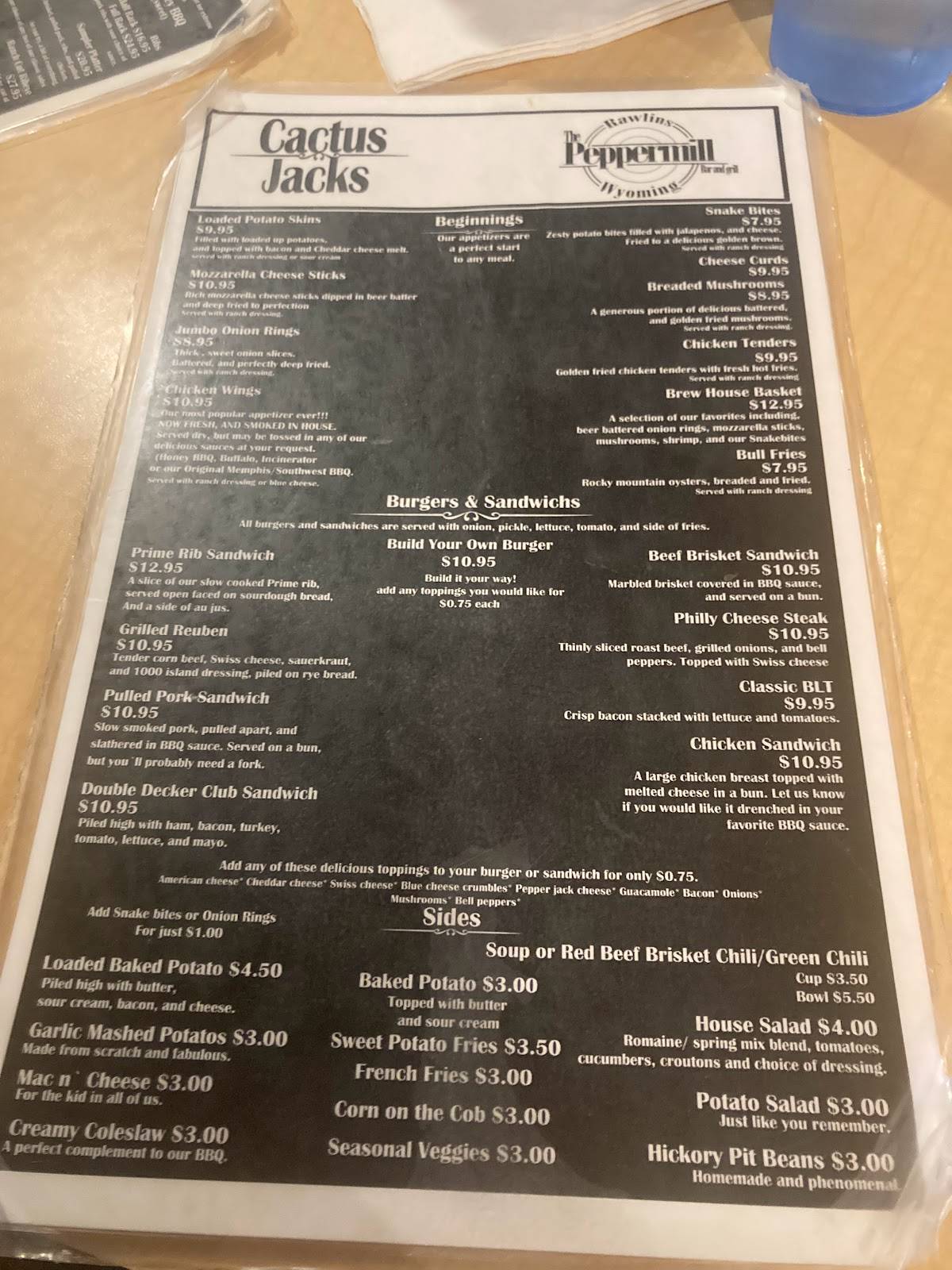 Menu at Cactus Jacks BBQ, Rawlins