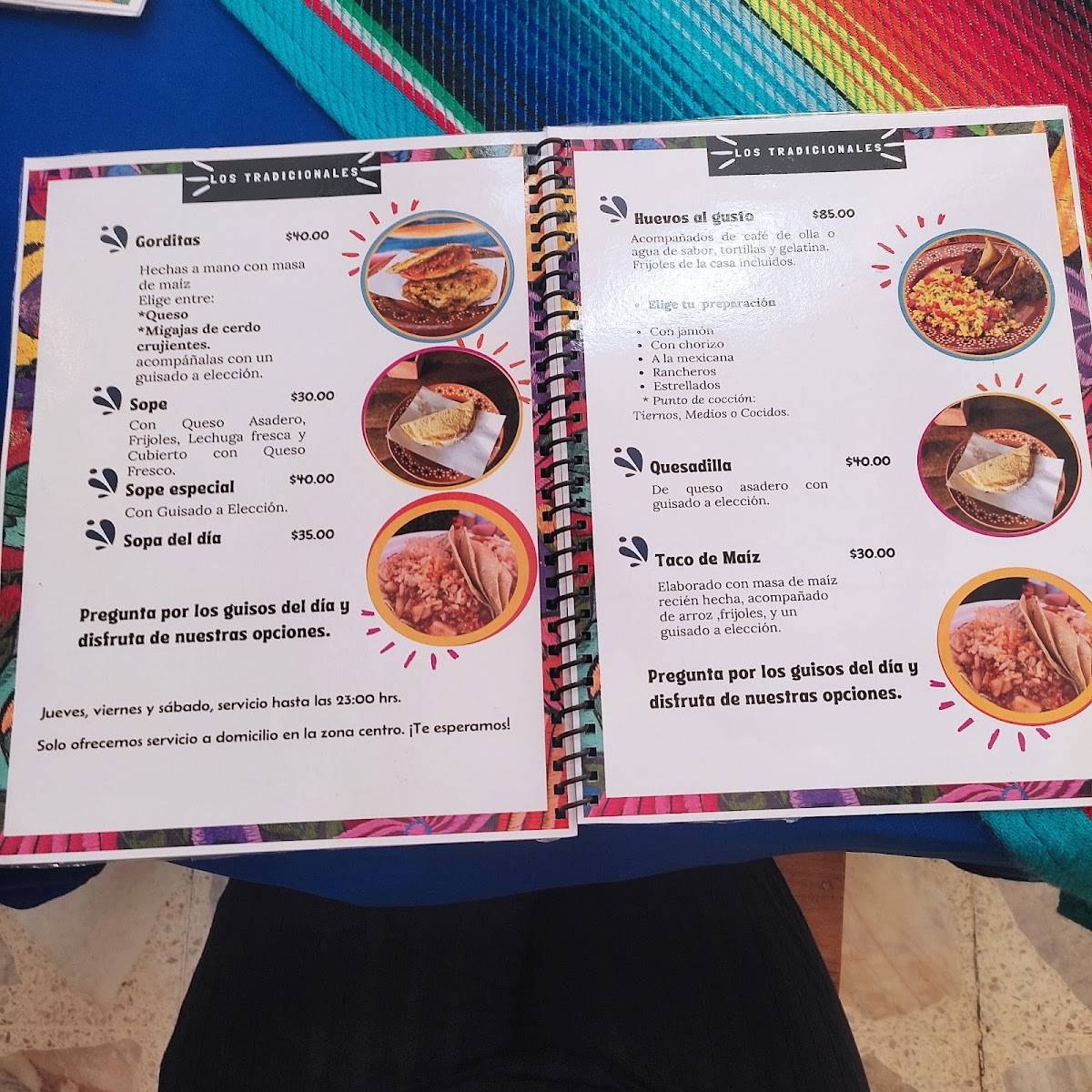 Menu at Café 5 de mayo, Santiago de Querétaro