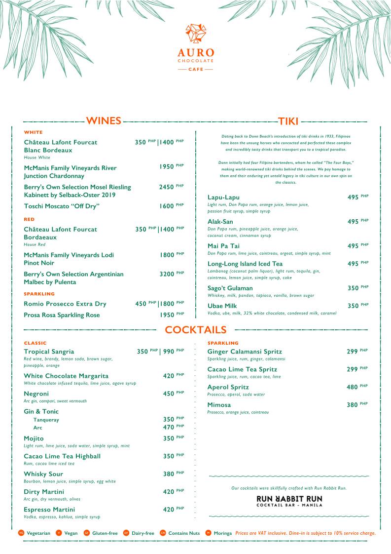 Carta de Auro Chocolate Cafe - BGC Flagship, Taguig