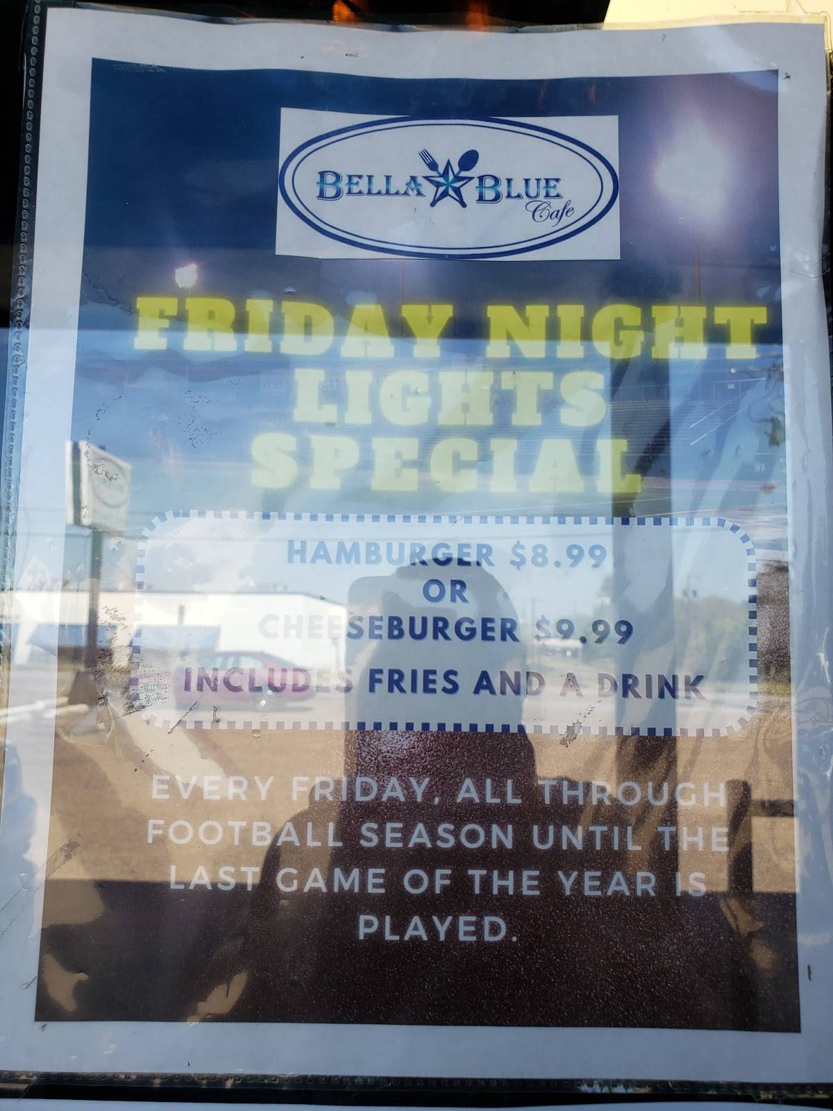 Menu at Bella Blue Cafe, Temple