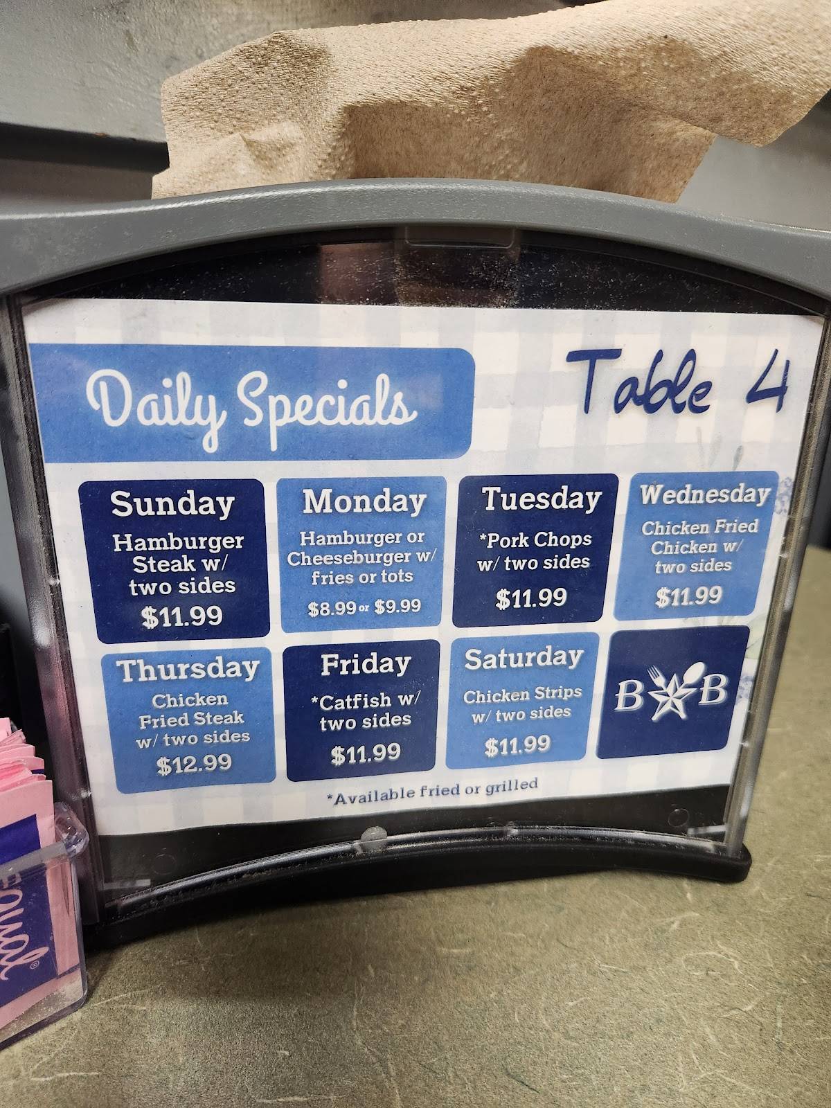 Menu at Bella Blue Cafe, Temple