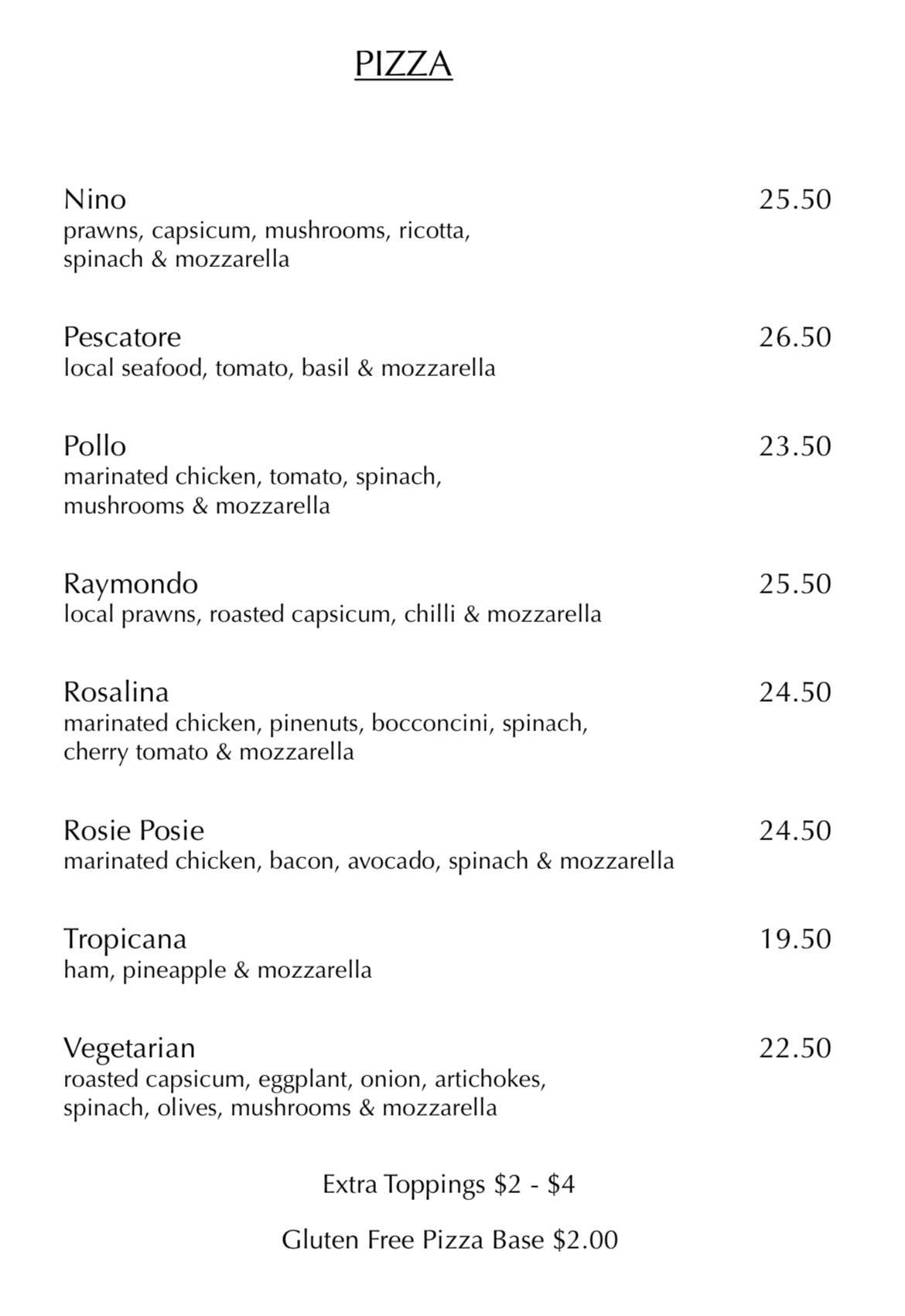 Menu at Cafe Bella Rosa, Carlisle