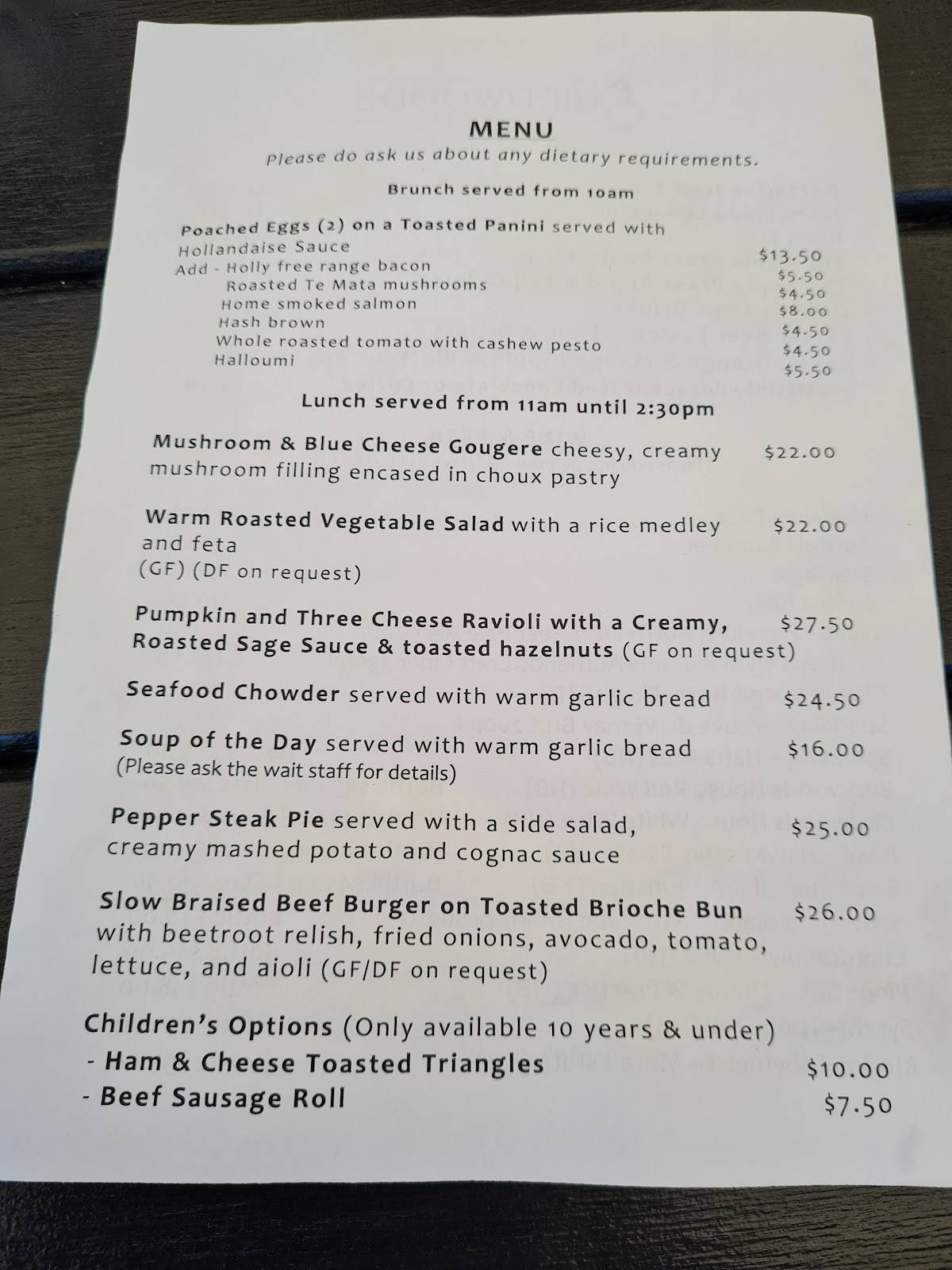 Menu at Birdwoods - Gallery, Cafe, Sweet Shop & Sculpture Garden ...