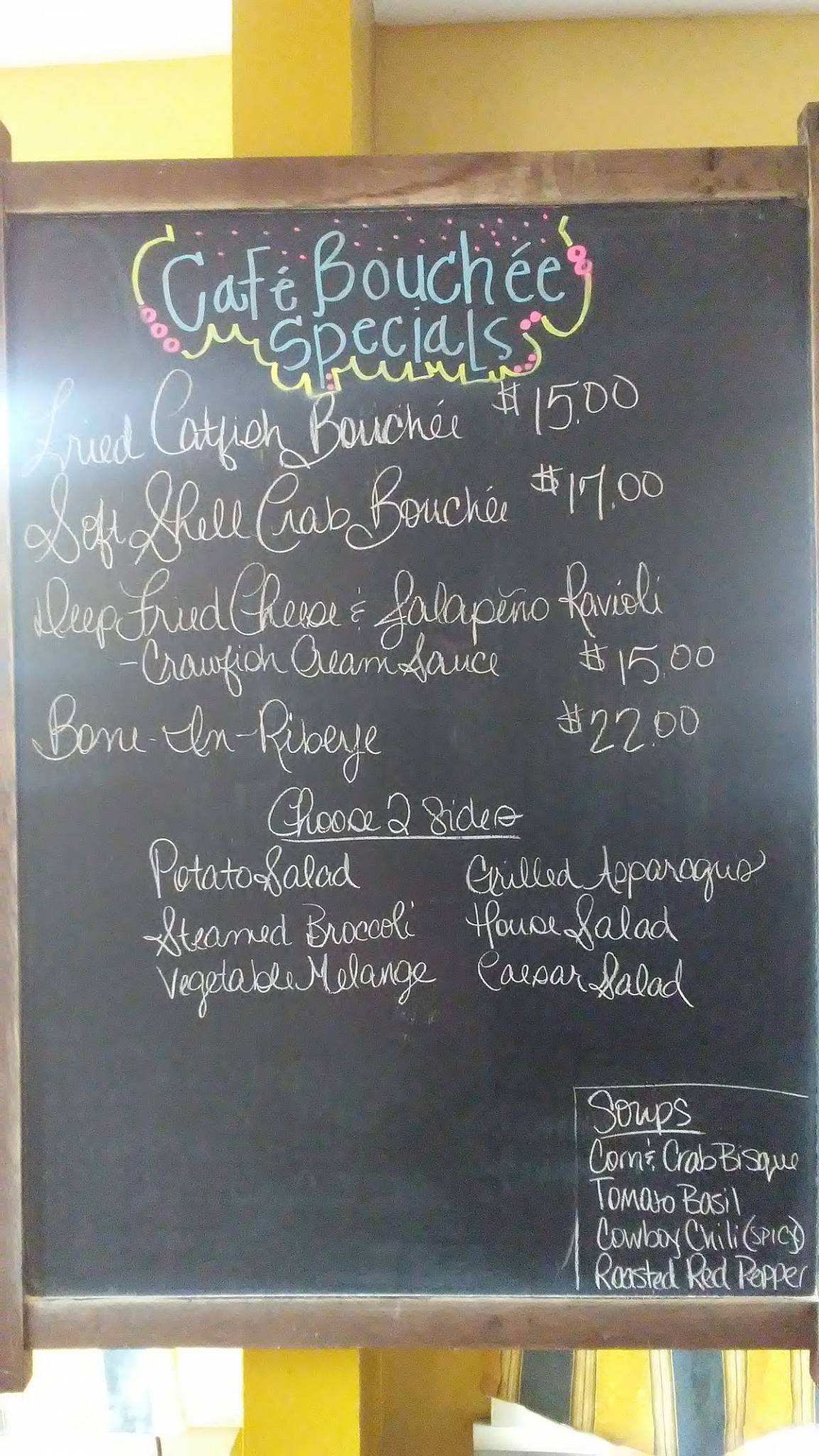 Menu at Cafe Bouchee, Franklinton, Cleveland St