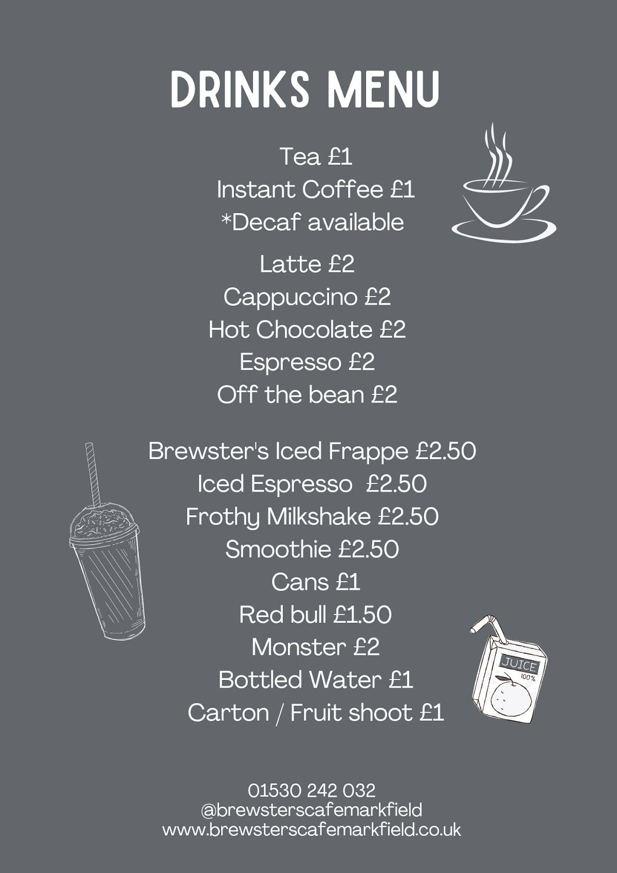Menu at Brewsters Café & Cob Shop cafe, Markfield