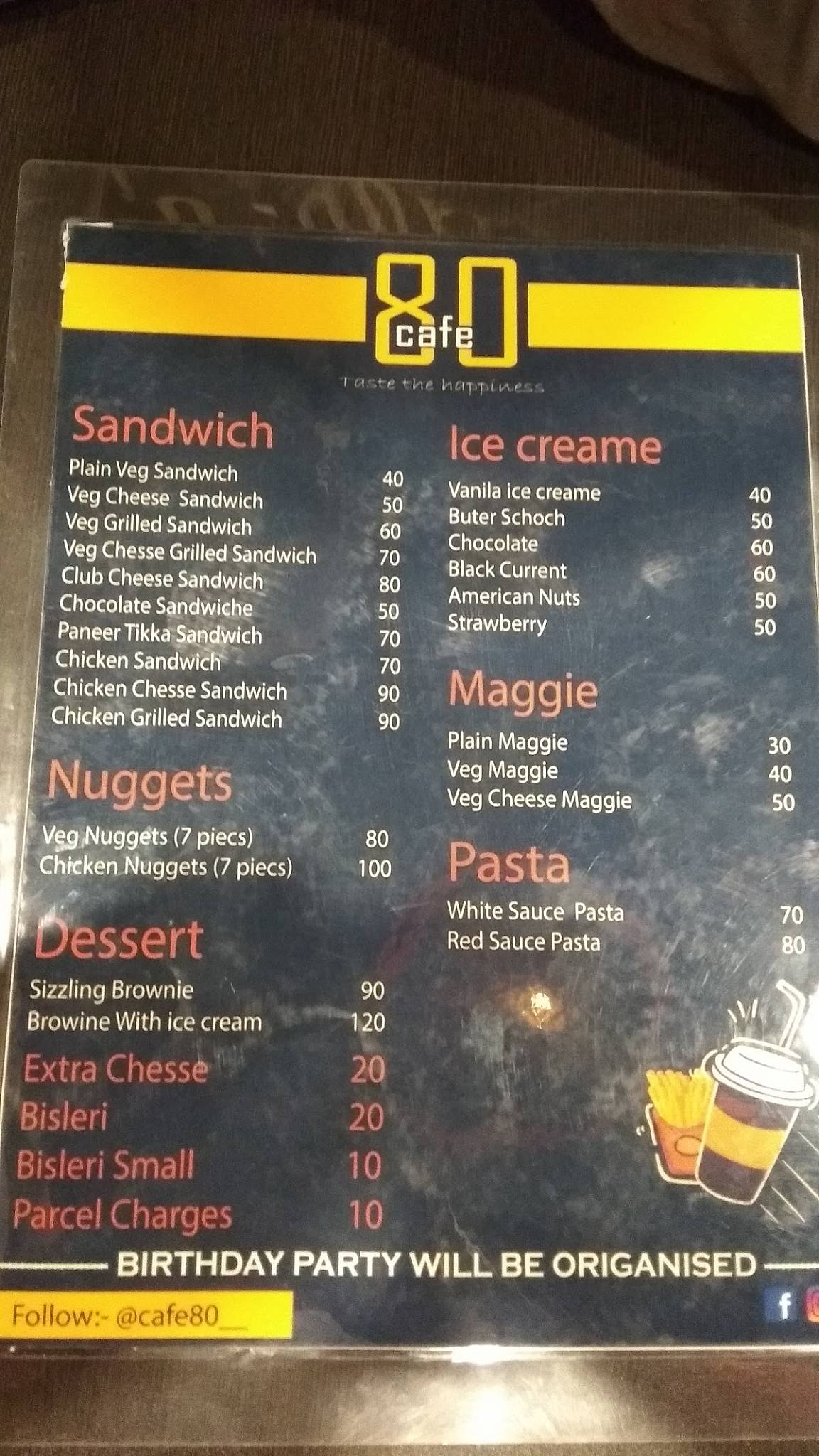 Menu at CAFE 80. taste the happiness!!, Chakan