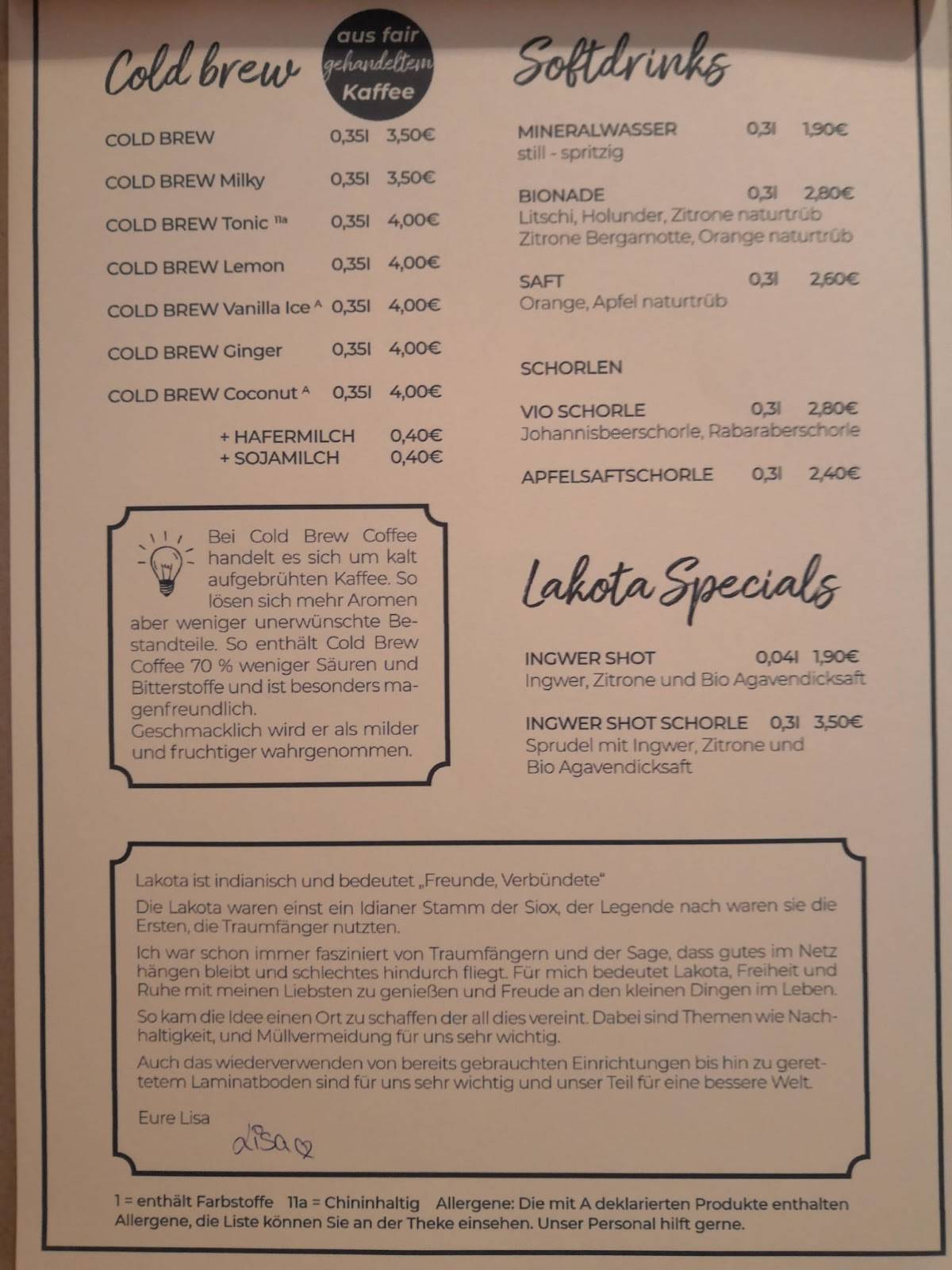 Speisekarte von Lakota Deko Café cafe, Dillingen/Saar