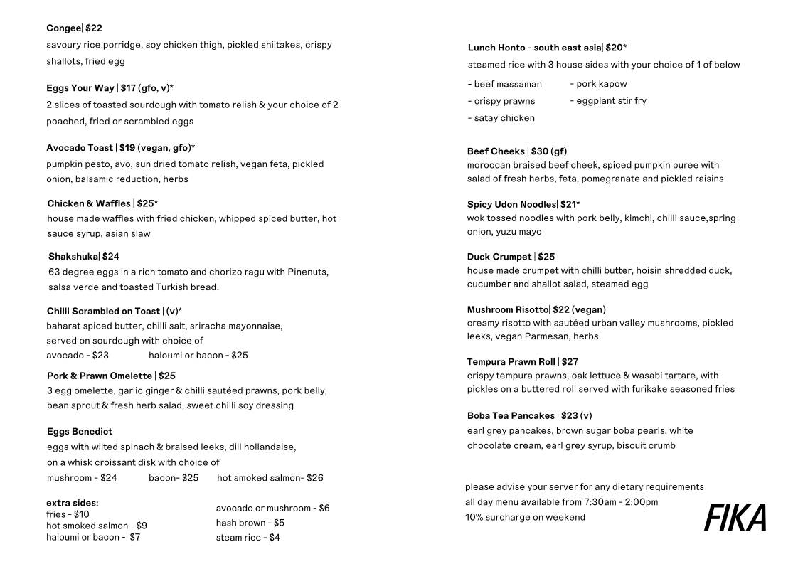Menu at Coffee Anthology cafe, Brisbane City, 155 Charlotte St