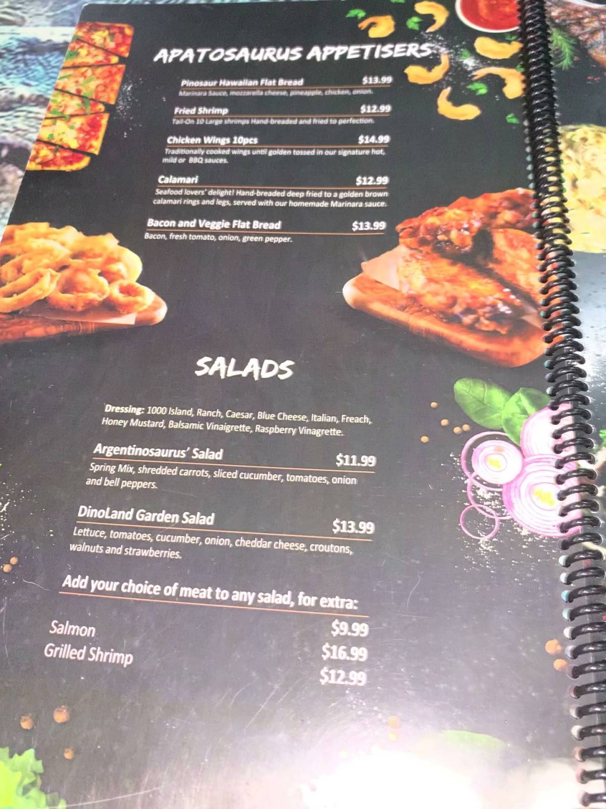 Menu at DinoLand Cafe, Myrtle Beach