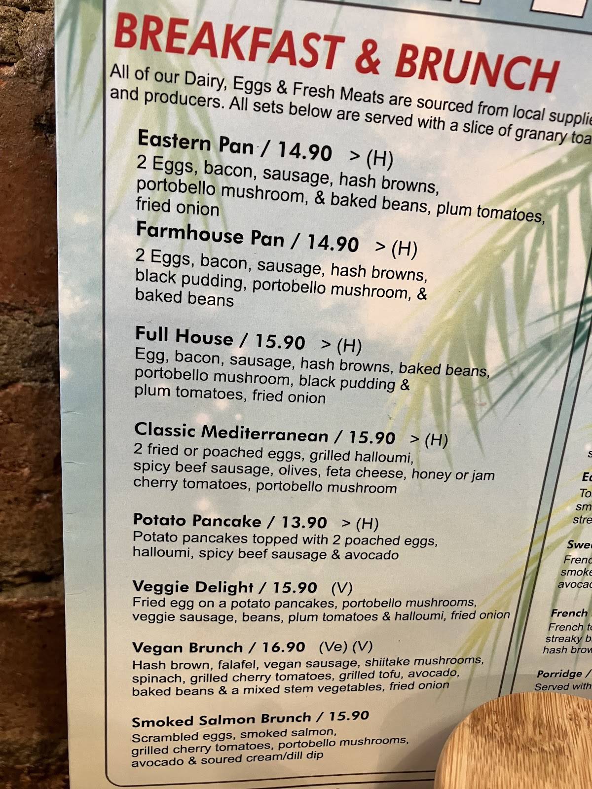 Menu at Café East cafe, London, 426 Roman Rd