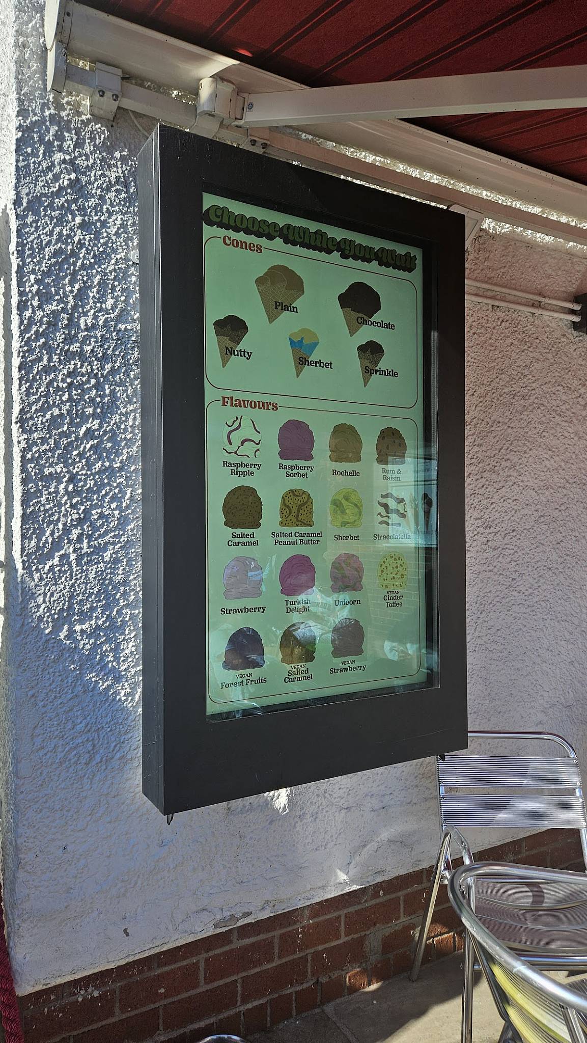Menu at Frederick's Ice Cream cafe, Chorley, Bolton Rd