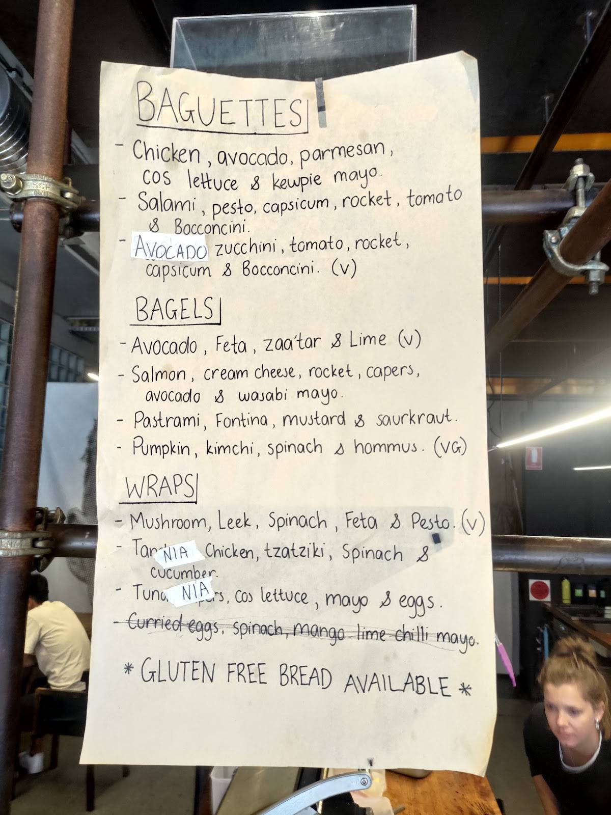 Menu at Cafe Godot, Southbank
