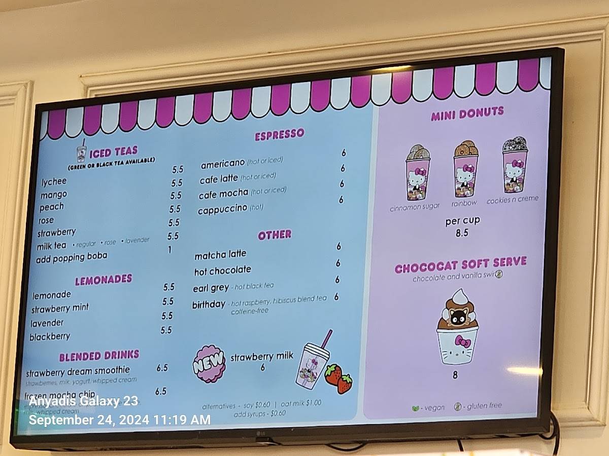 Menu at Hello Kitty Café cafe, Irvine