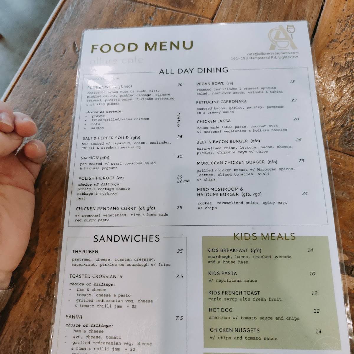 Menu at Ikigai Coffee Shop cafe, Lightsview