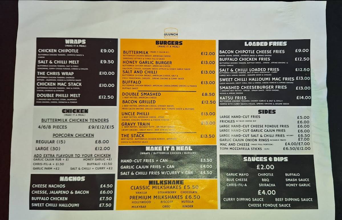 Menu at @Lunch Glasgow cafe, Glasgow, Great Western Rd