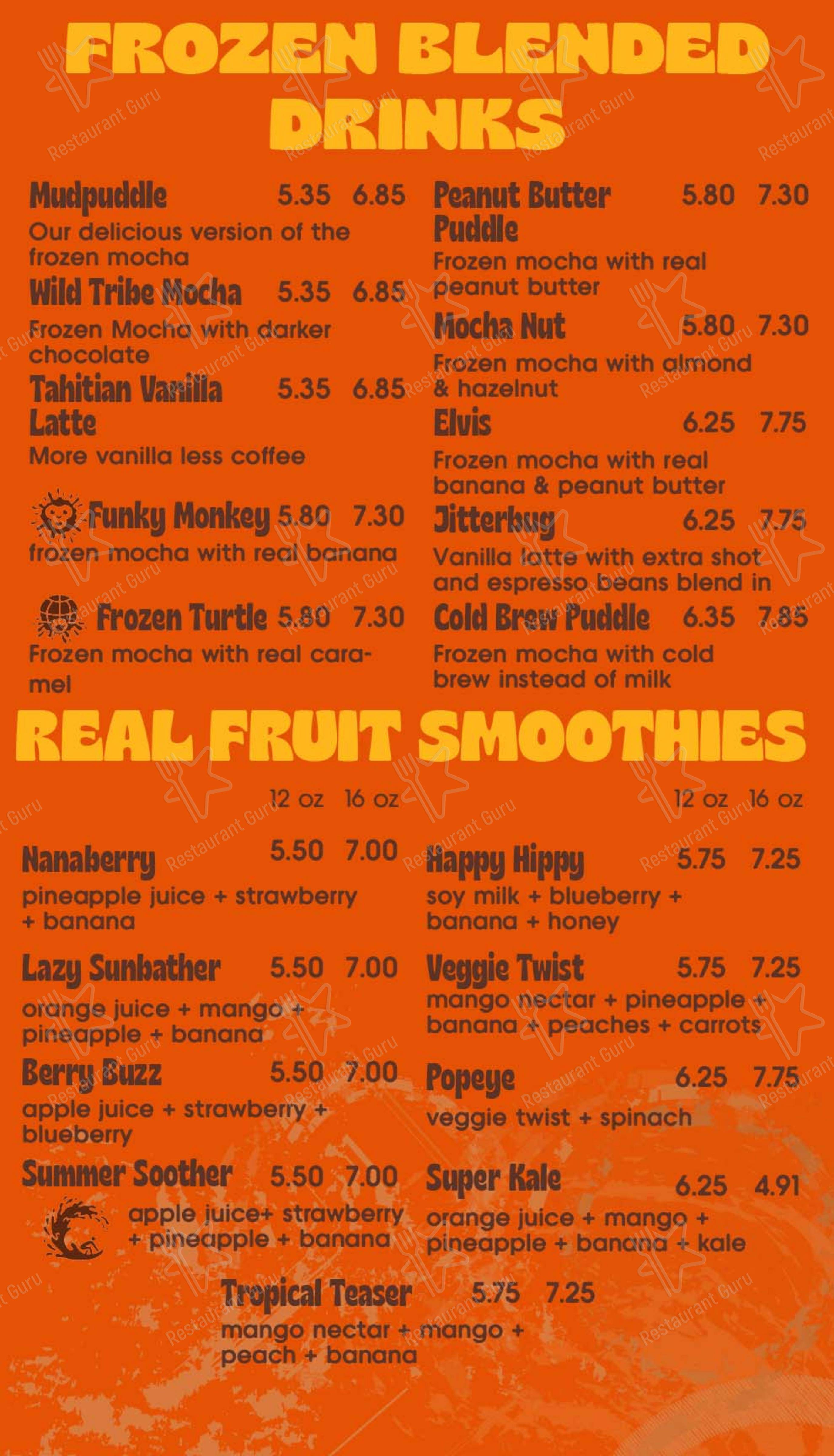 Menu at Mudhouse Coffee Springfield cafe, Springfield, 323 South Ave