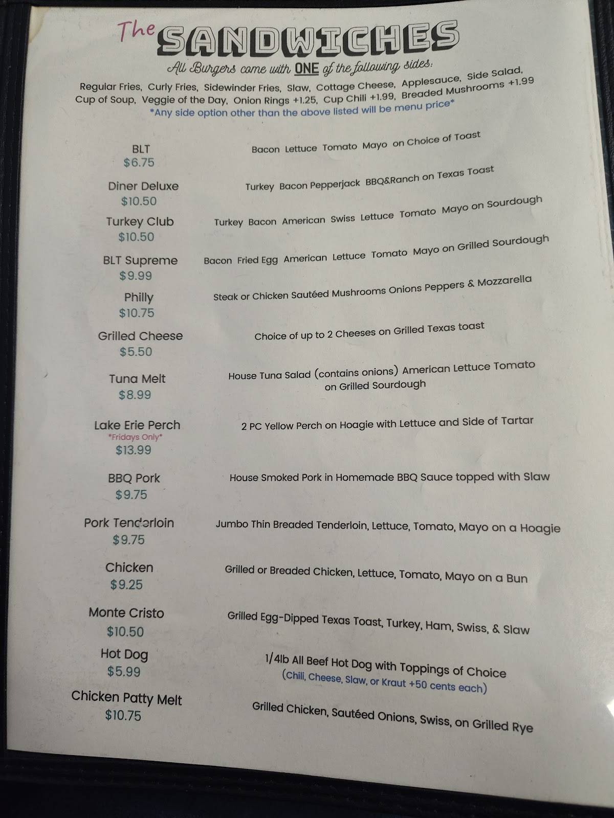 Menu at Nancy's Main Street Diner cafe, Grafton