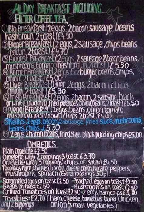 Menu at Nell's Cafe, London