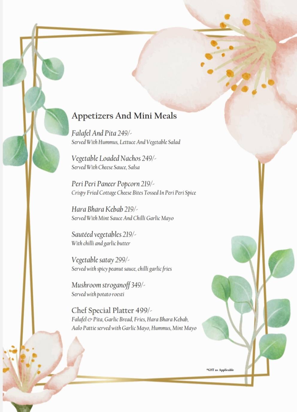 Menu at OPUS by Laola, Jaipur