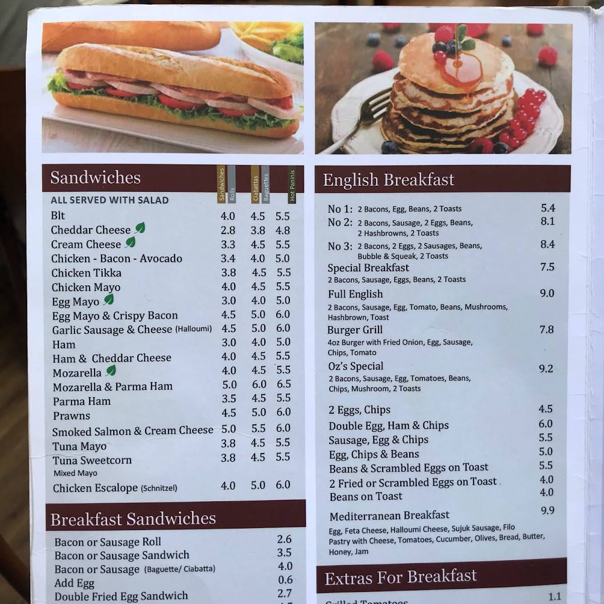 Menu at Cafe Plaka, London