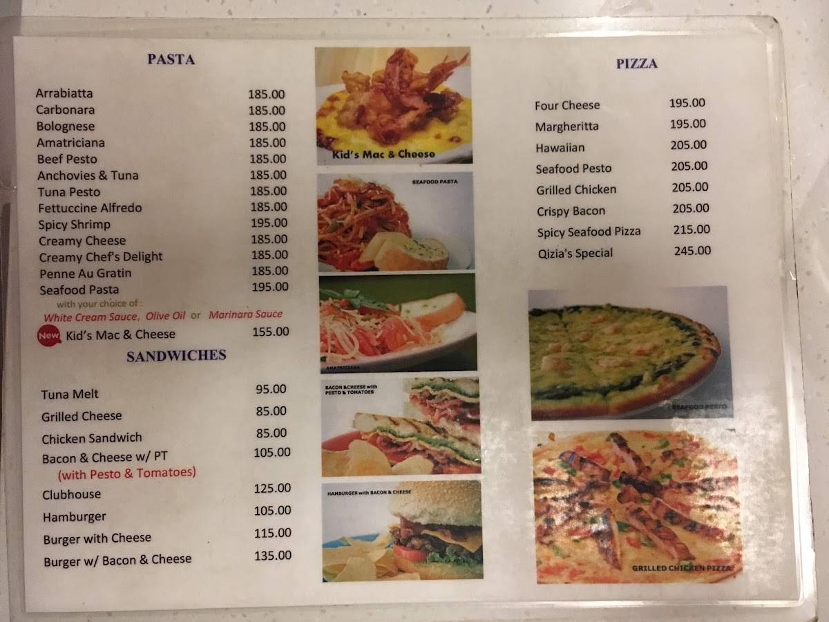 Menu at Qizia Cafe, Marikina, Katipunan Extension