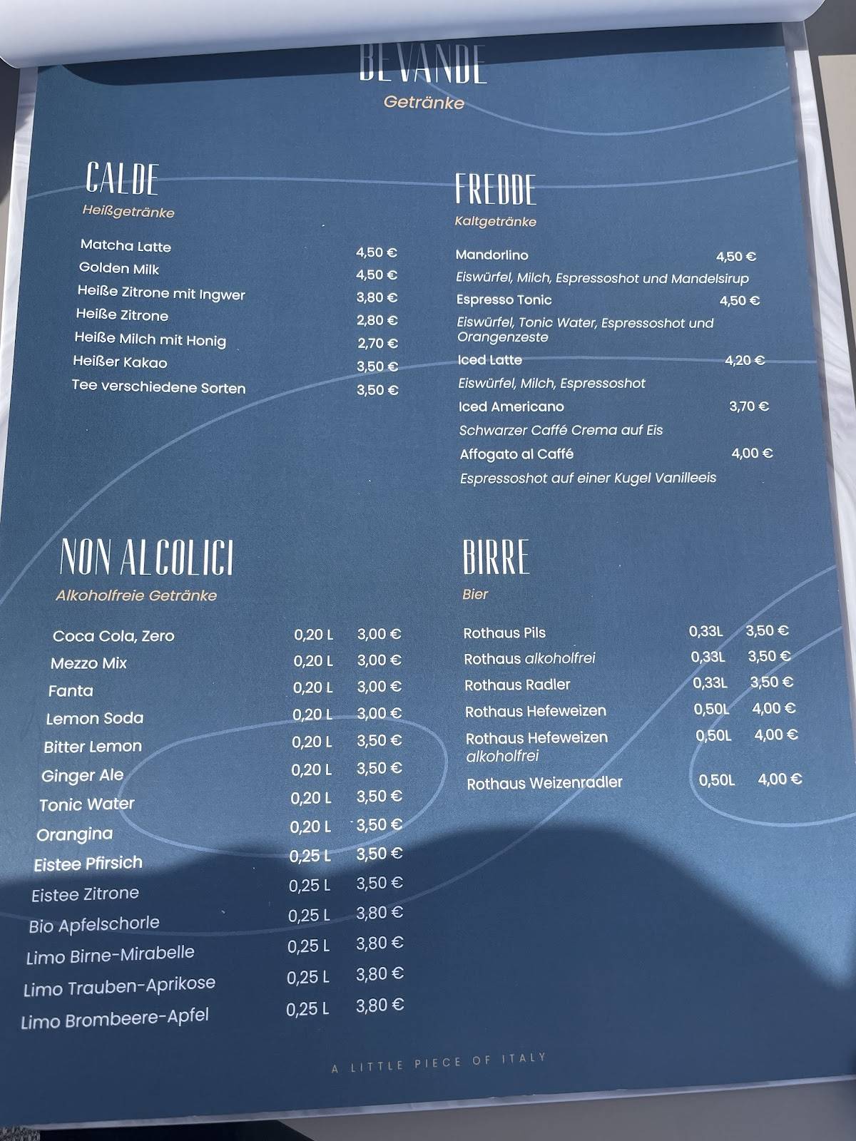 Menu at Café RIVA cafe, Speyer