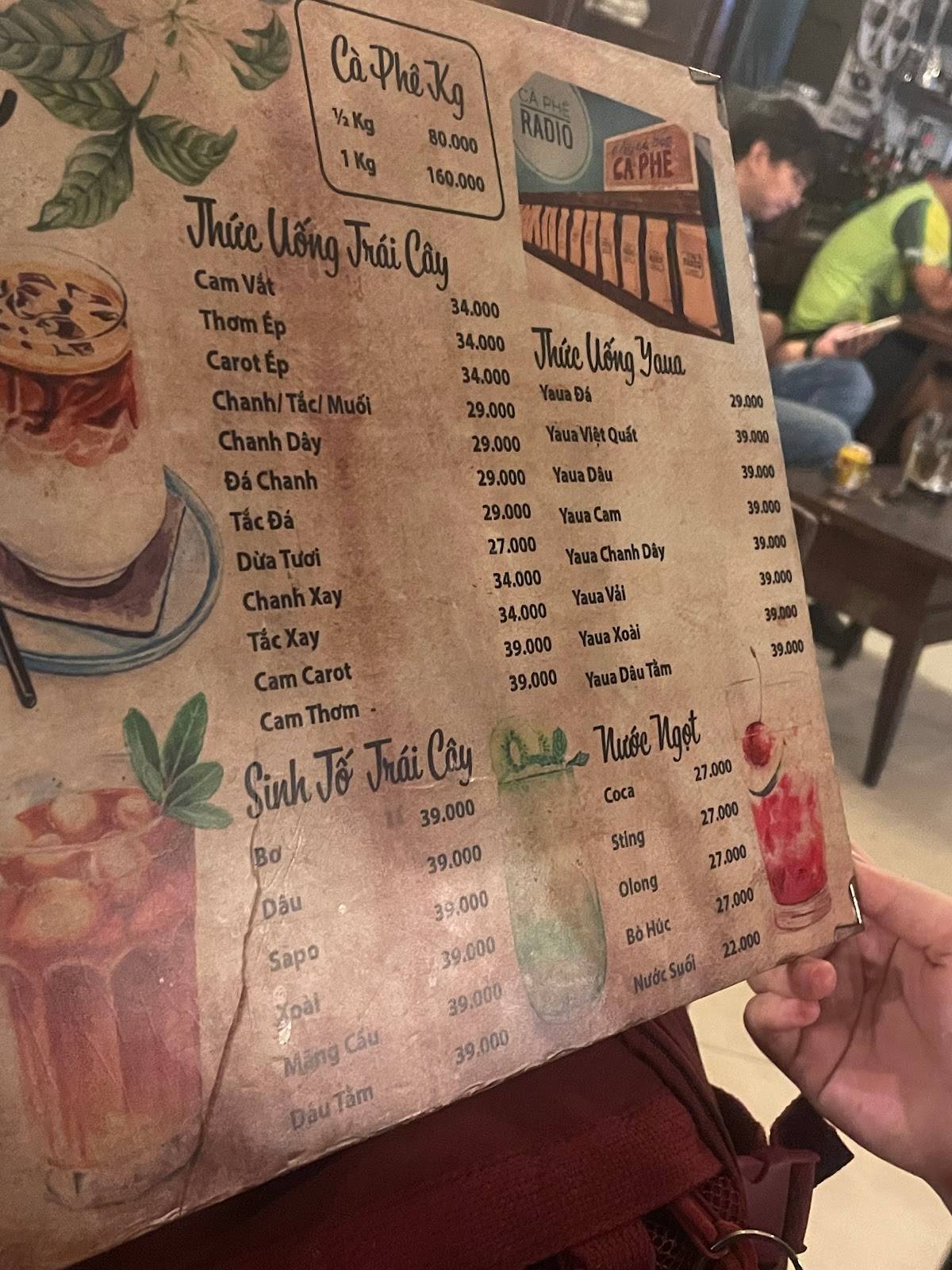 Menu at Radio Coffee cafe, Ho Chi Minh City, 74 Hoa Cúc