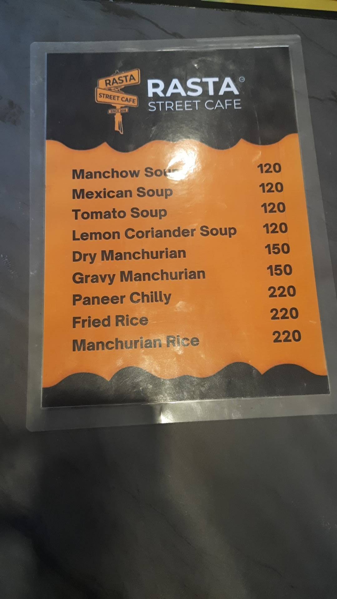 Menu at Rasta Street Cafe, Surat