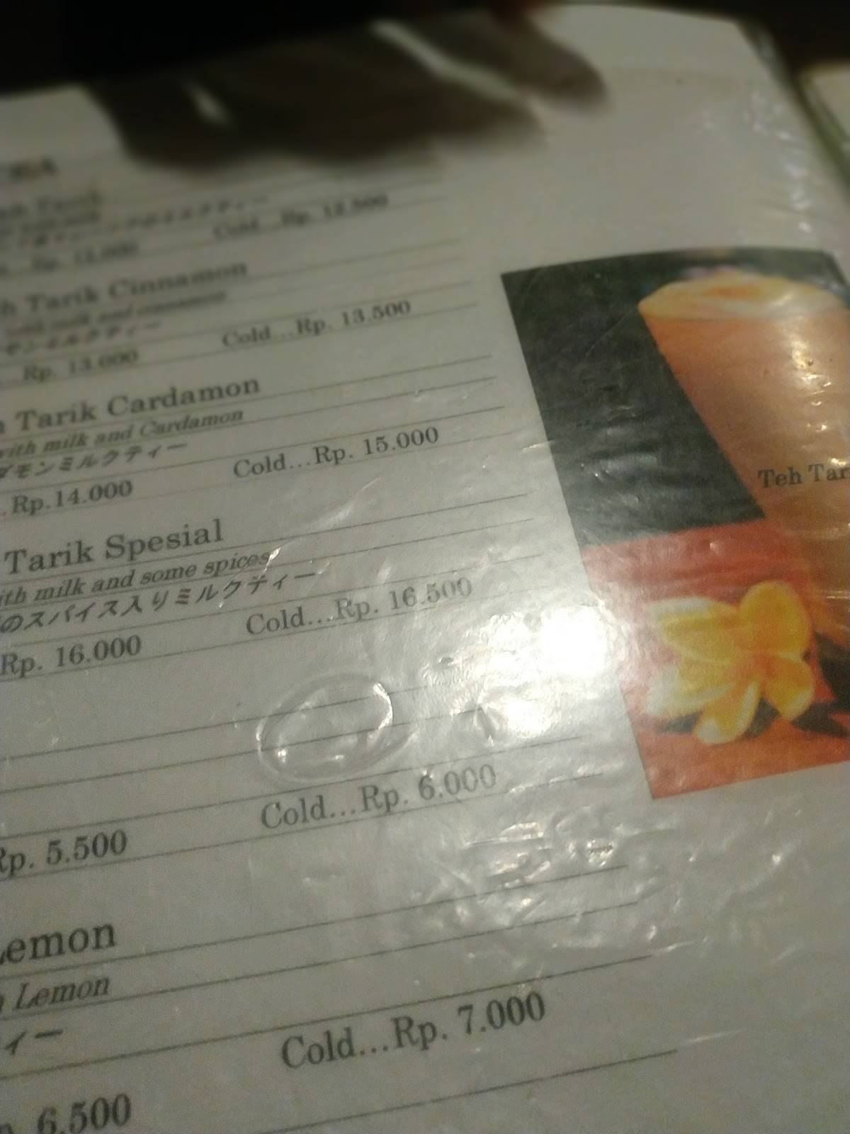 Menu at Roti Canai & Teh Tarik Warung Bunana cafe, Kuta Selatan, Jl ...