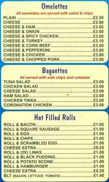 Menu at Rumbling Tum cafe, Glasgow