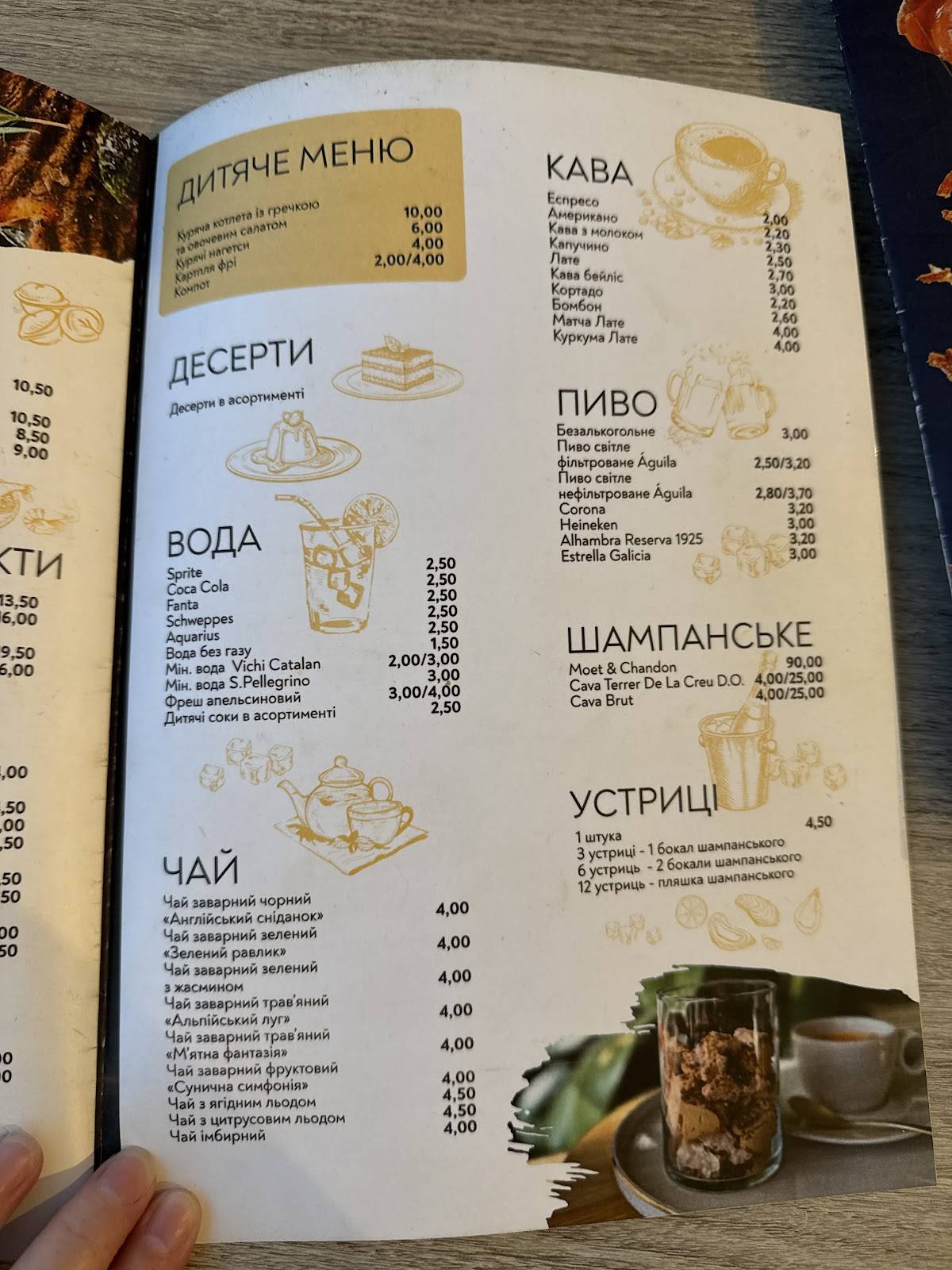 Menu at Cafe SOFi, Benidorm