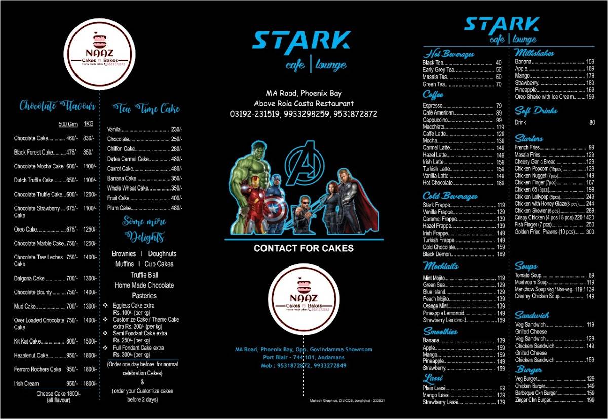 Menu at STARK Café Lounge (INFINITY CAFE), Port Blair