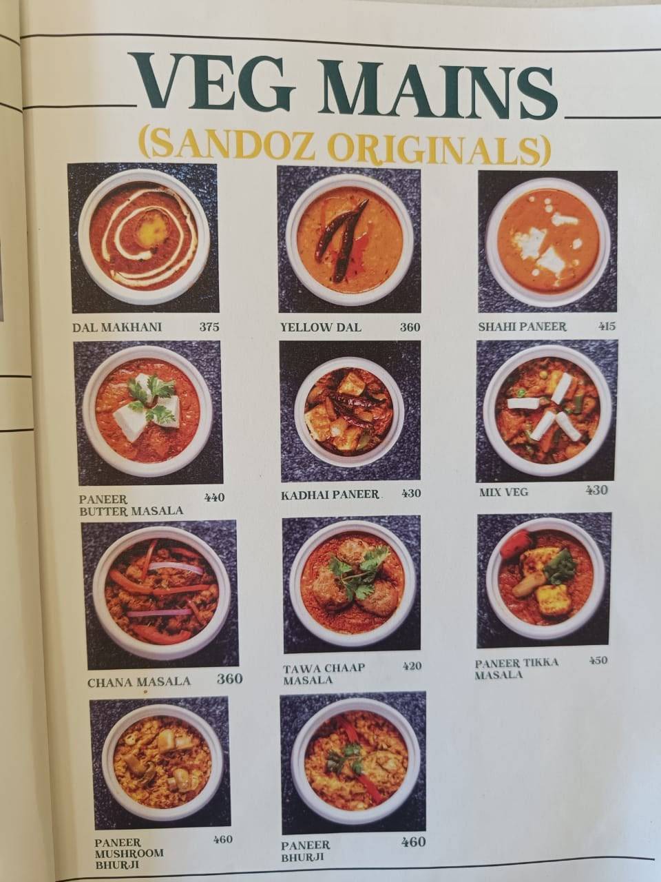 Menu at Cafe Sandoz, New Delhi, N-7, ground floor