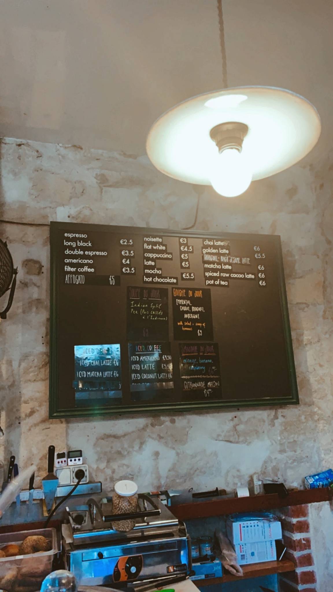 Menu at Shakespeare and Company Café, Paris