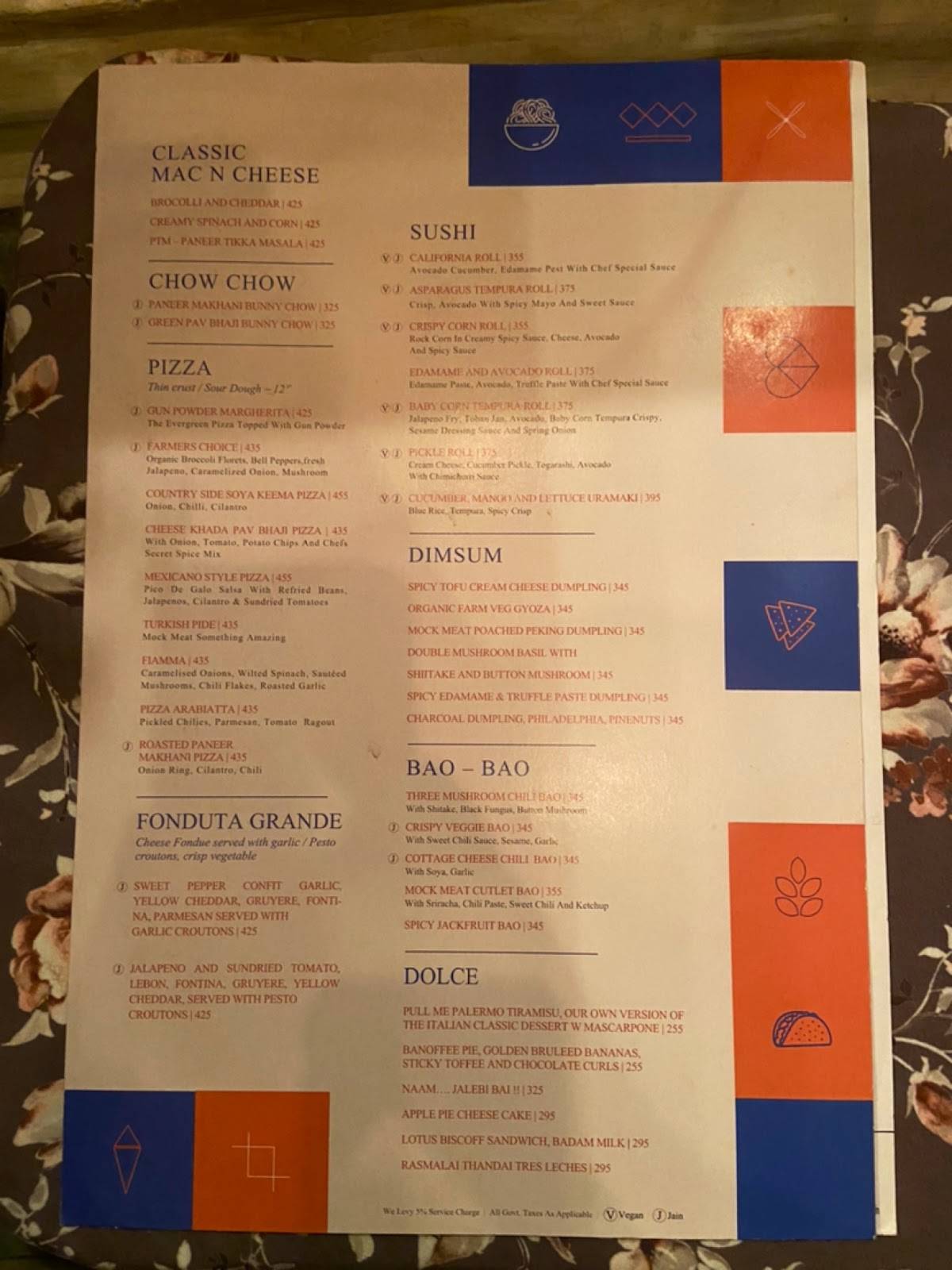 Menu at Spice Laundry, Mumbai, 2nd floor