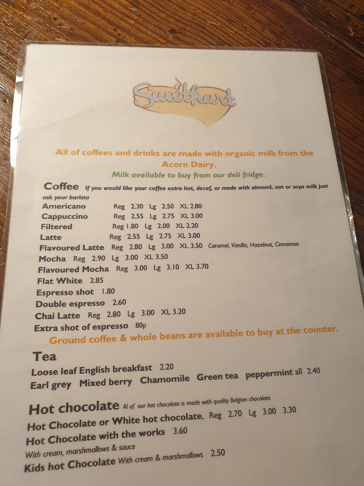 Menu at Sweetharts Bakery & Coffee Shop, Consett, Consett