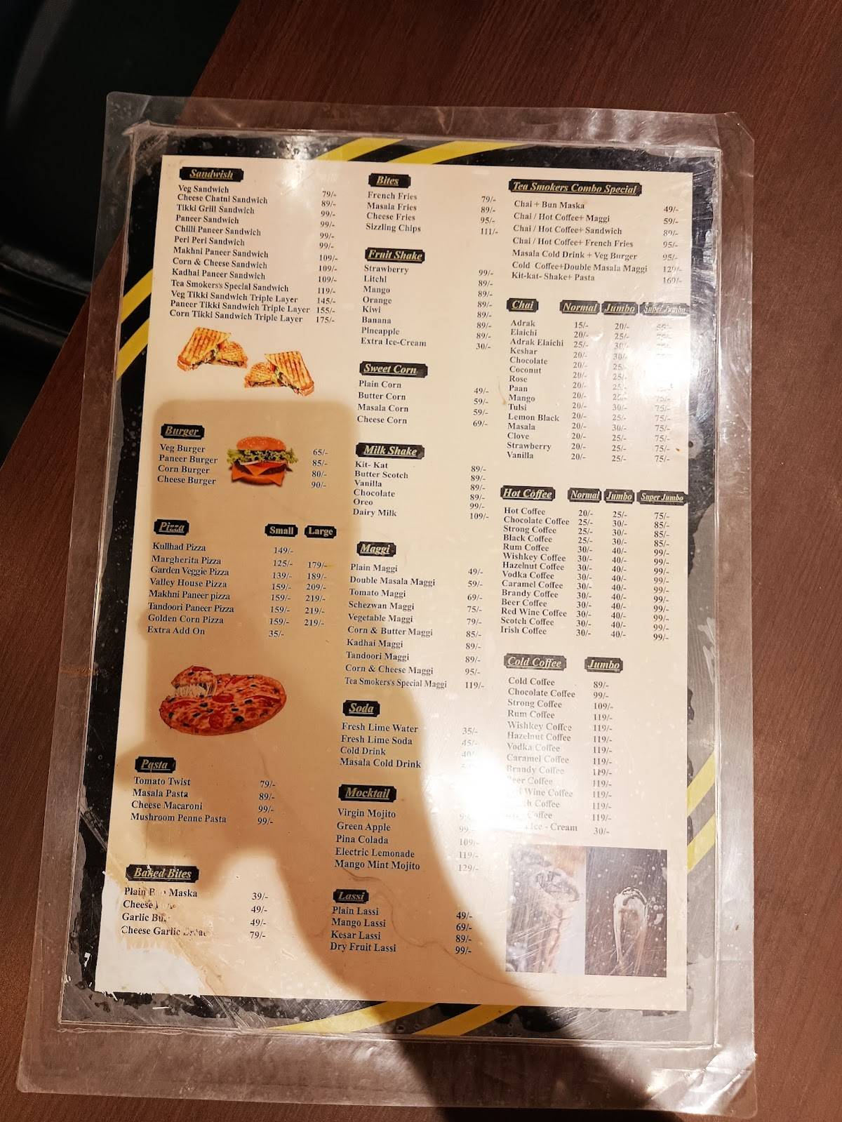 Menu at Tea smokers cafe, Allahabad, 3M/1/2