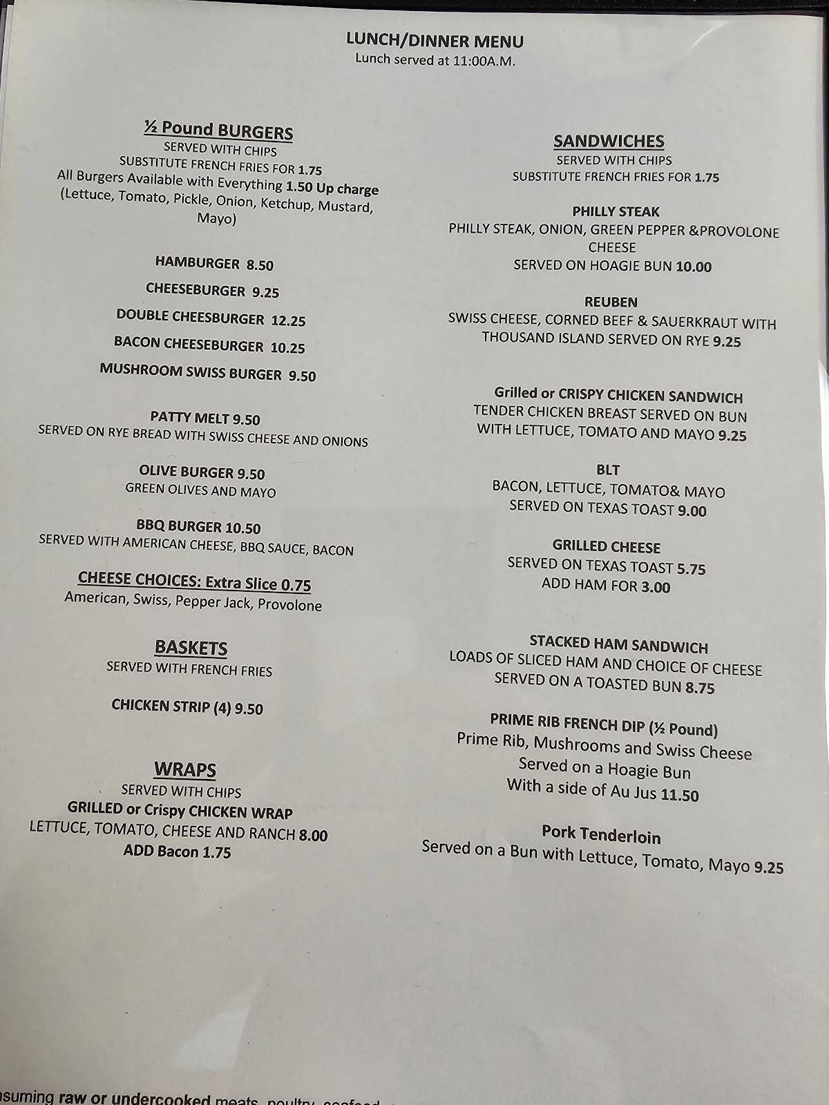 Menu at Tekonsha Cafe, Tekonsha
