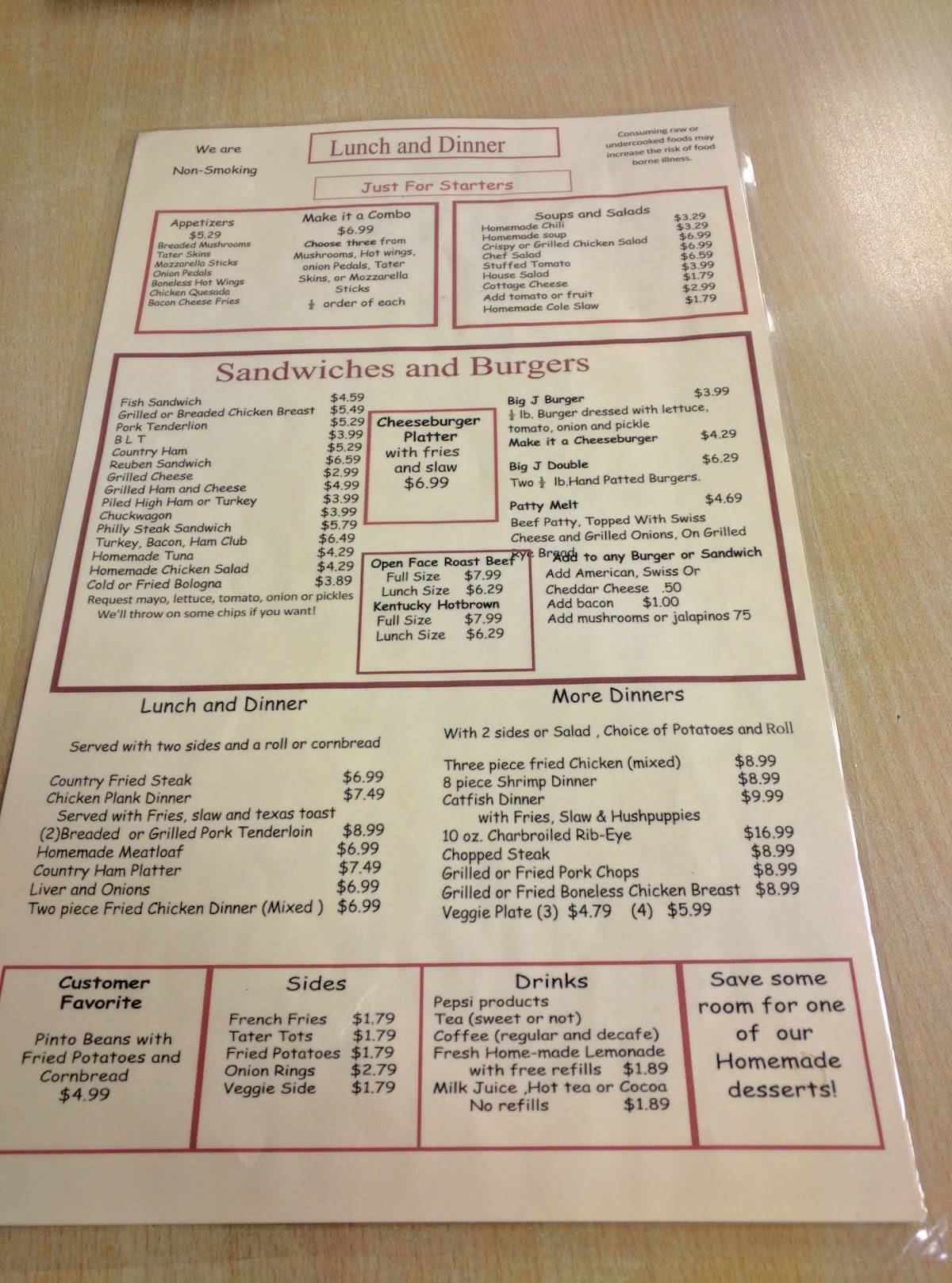 Menu at The Cottage Cafe, Nicholasville