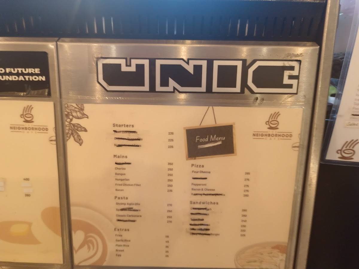 Menu at The Neighborhood Cafe, Cebu City