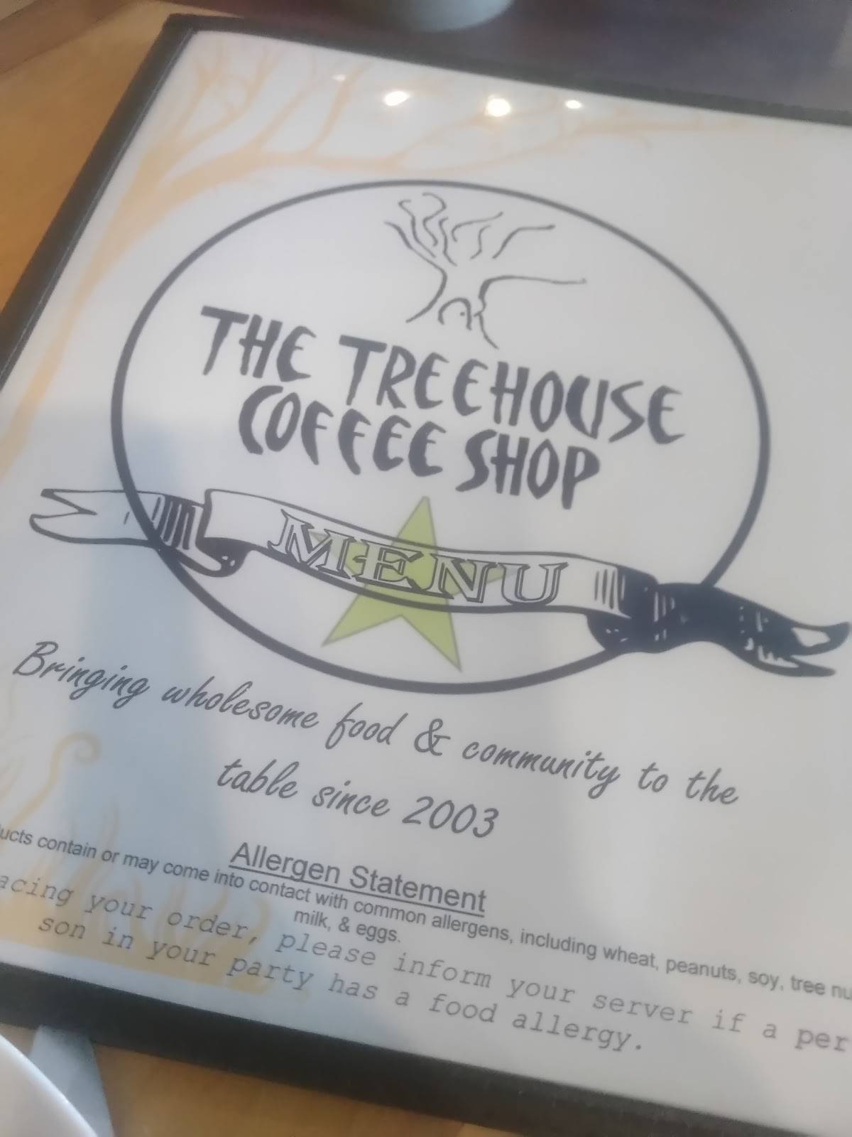 Menu at The Treehouse Coffee Shop & Cafe, Audubon