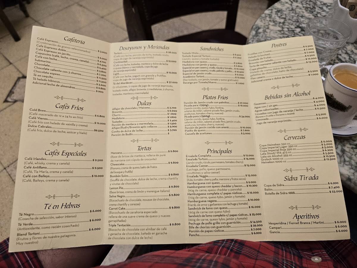 Menu at Café Tortoni, Buenos Aires, Av. de Mayo 825