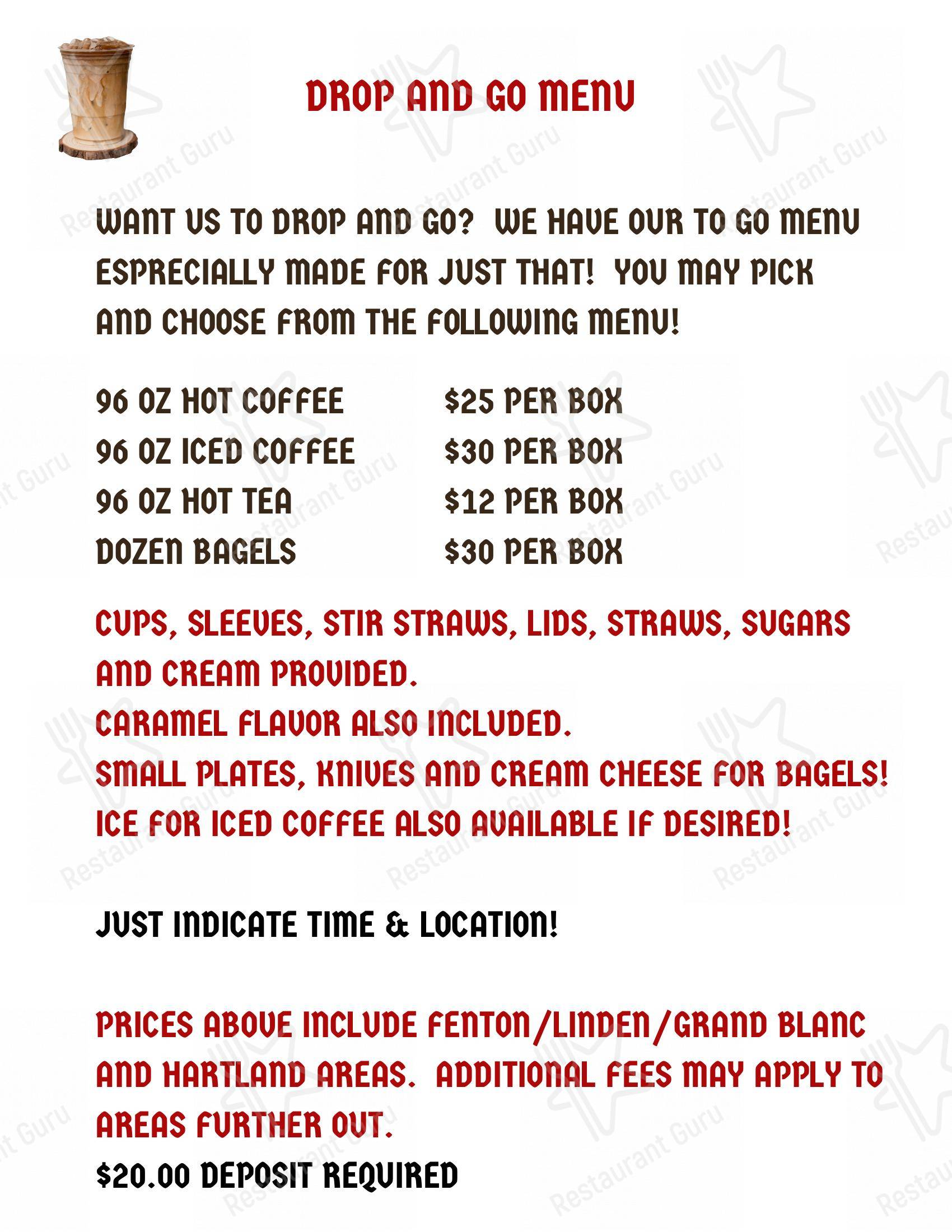 Menu at UB Station Cafe, Linden