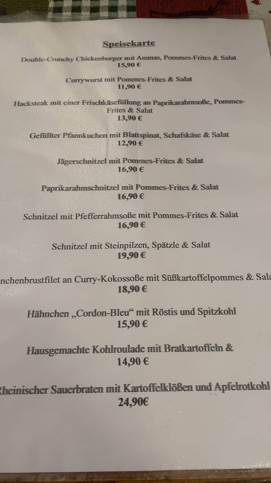 Speisekarte von Cafe Zum Lindenbaum Inh. Michael Weyers, Kevelaer ...